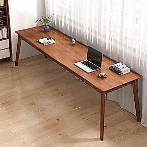 NELYE Mid-Century Long Desk Table - 71 Inches Wood Simple Modern Extra-Long 2-Person Computer Workstation for Home Office Work, Walnut, 71" W x 24" D x 30" H