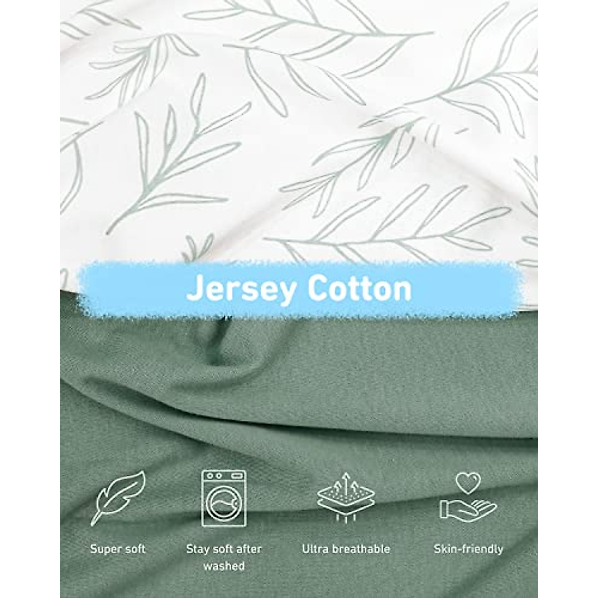 Babebay Crib Sheets for Boys and Girls, Fitted Baby Crib Sheet Neutral for Standard Crib Mattress & Toddler Bed Mattress (52"x28"), Soft and Safe Cotton Green Crib Sheets, 2 Pack (Sage Green)