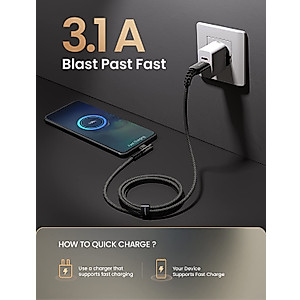 AINOPE USB Type C Cable [4-Pack 3.3ft/3.3ft/6.6ft/10ft] 3.1A Fast Charging USB to USB C Cable, Nylon Braided USB C Charging Cable Compatible with Galaxy S21+ Ultra, iPad Mini/Air/Pro, Pixel 6X