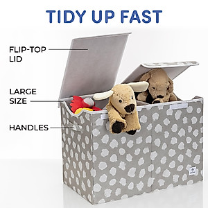 Toy Chest for Kids - Large Storage Chests with Detachable Organizer and Flip-Top Lid for Boys or Girls Nursery or Playroom Toys - Gray