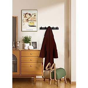 SKONVIC Coat Hooks Wall Mounted,Heavy Duty Coat Rack with 5 Wooden Knobs Hooks,16 Inch Long Coat Hanger for Hanging Coat Towel Bags Hats Backpacks Jackets Keys