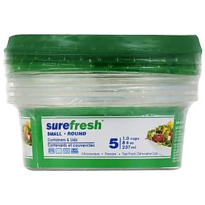 Surefresh Plastic Containers with Airtight Lids, Food Storage Containers, Deli, Slime, Soup, Meal Prep Containers | 5-ct. Packs | BPA Free | Stackable | Leakproof | Microwave/Dishwasher/Freezer Safe