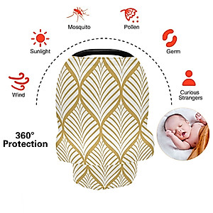 Nursing Cover Breastfeeding Scarf Palm Leaf Boho - Baby Car Seat Covers, Infant Stroller Cover, Carseat Canopy(923c)