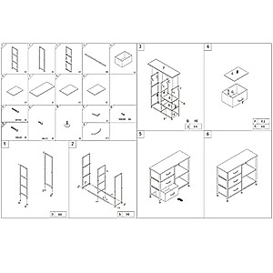 AZL1 Life Concept Rustic Brown Fabric Dresser, 4 Drawer Organizer Unit with 2 Shelves, Storage Chest for Bedroom, Entryway, Hallway, Living Room, Office, Light Grey