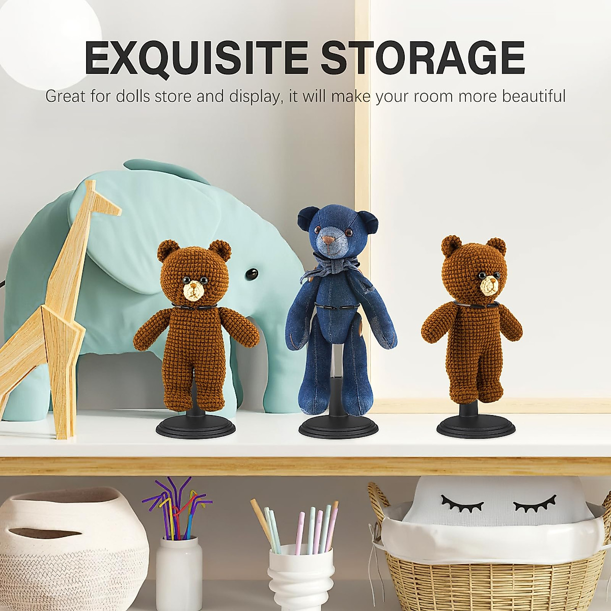 TOYANDONA 4pcs Doll Stand Action Figure Stand Portable Teddy Bear Stand for Mini Dolls