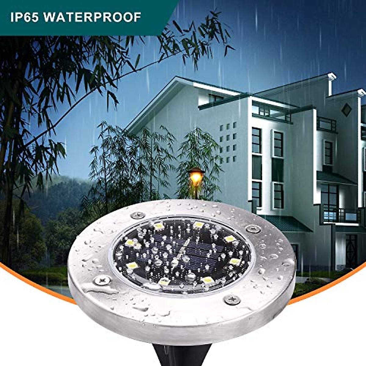 Solar Lights for Landscape Outdoor Garden, LEFYR 4 Pack 8 LED Solar Ground Lights Bright IP65 Waterproof Backyard Landscape Lighting Solar Powered Disk Natural Spotlight for Lawn Pathway Yard Driveway