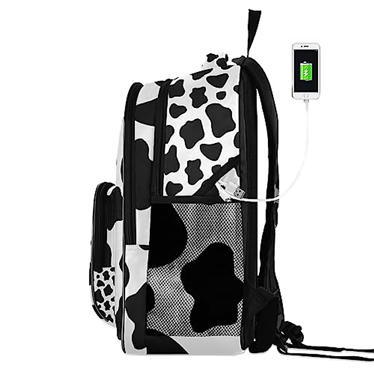 OREZI Fashion Backpack for Women Girl,Black And White Cow Print Schoolbag Backpack Bookbags Travel Bag Casual Daypack Rucksack for Student Teenagers kid's