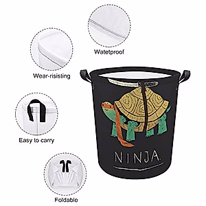 Turtle Ninja Laundry Basket Hamper Bag Dirty Clothes Storage Bin Waterproof Foldable Collapsible Toy Organizer for Office Bedroom Clothes Toys Gift Basket