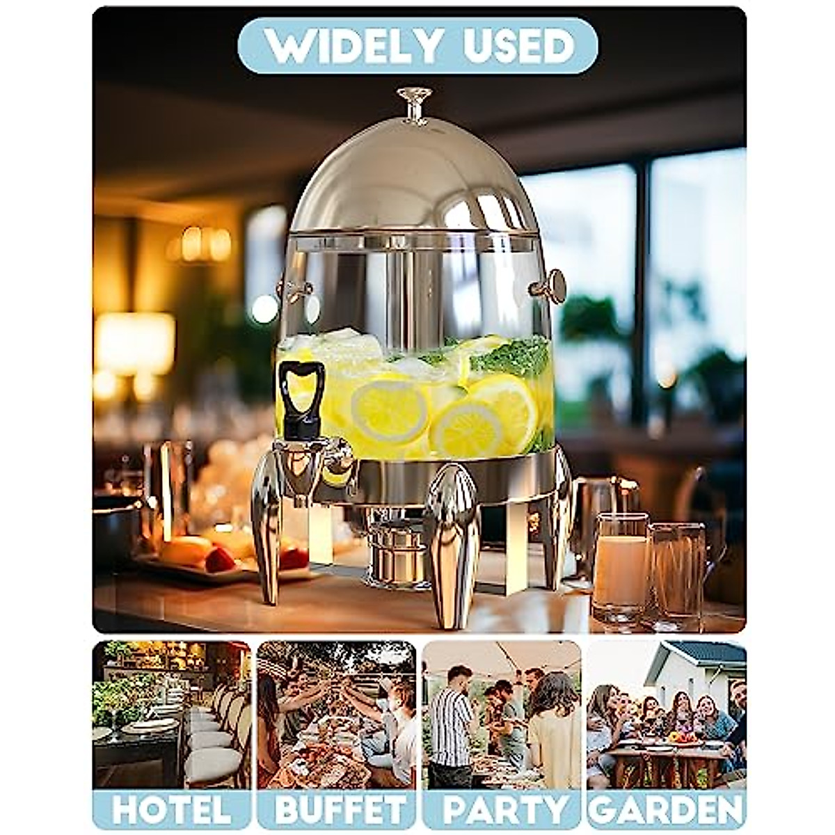 Beverage Dispenser 3 Gallon Hot And Cold Plastic Drink Dispenser with Spigot Lemonade Tea Water Coffee Chafer Urn With Ice Core, for Parties Buffet Catering Hot & Cold Drinks (PC Transparent)