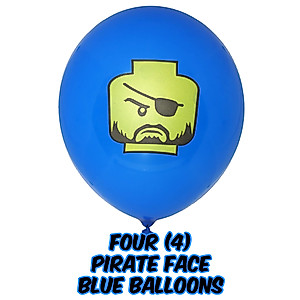 Party Ninja 24 Pack of Colorful 12-inch Birthday Balloons for Building Brick Theme Party - DOUBLE SIDED PRINTS - Character Faces - Happy Birthday Balloons for Boys & Girls Party Supplies…