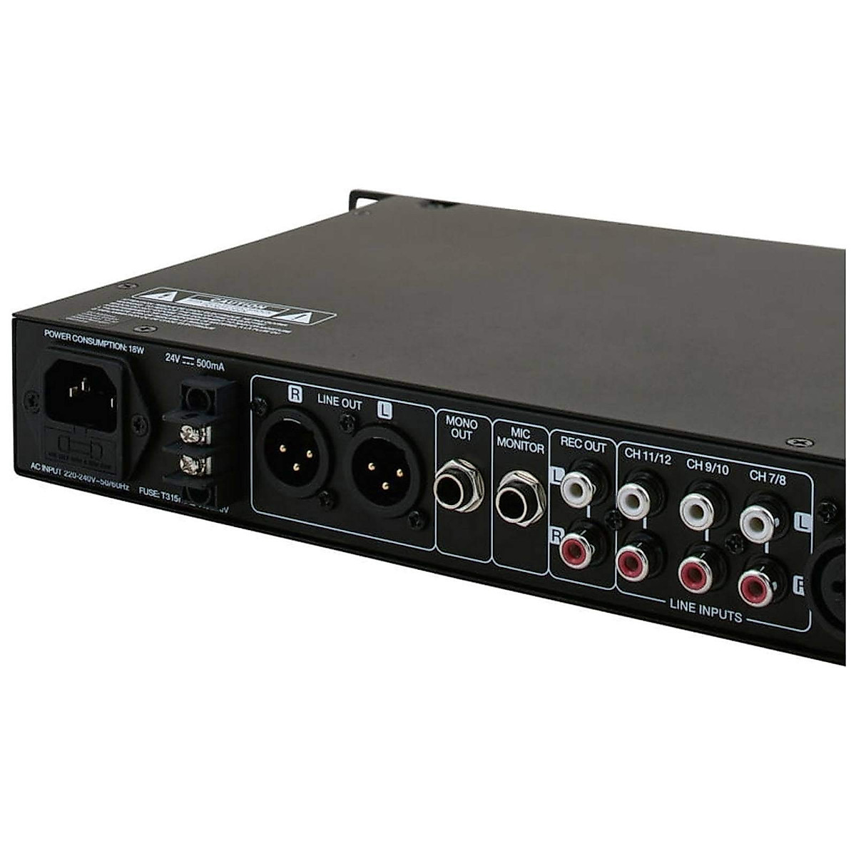 Denon DN-312X Professional 12-Channel Line Mixer with Priority; 6 HDHQ Combination Inputs with MIC, Phantom and Line Selector Switches; 6 Mono (3 stereo) RCA Inputs, 1U Rack Mountable