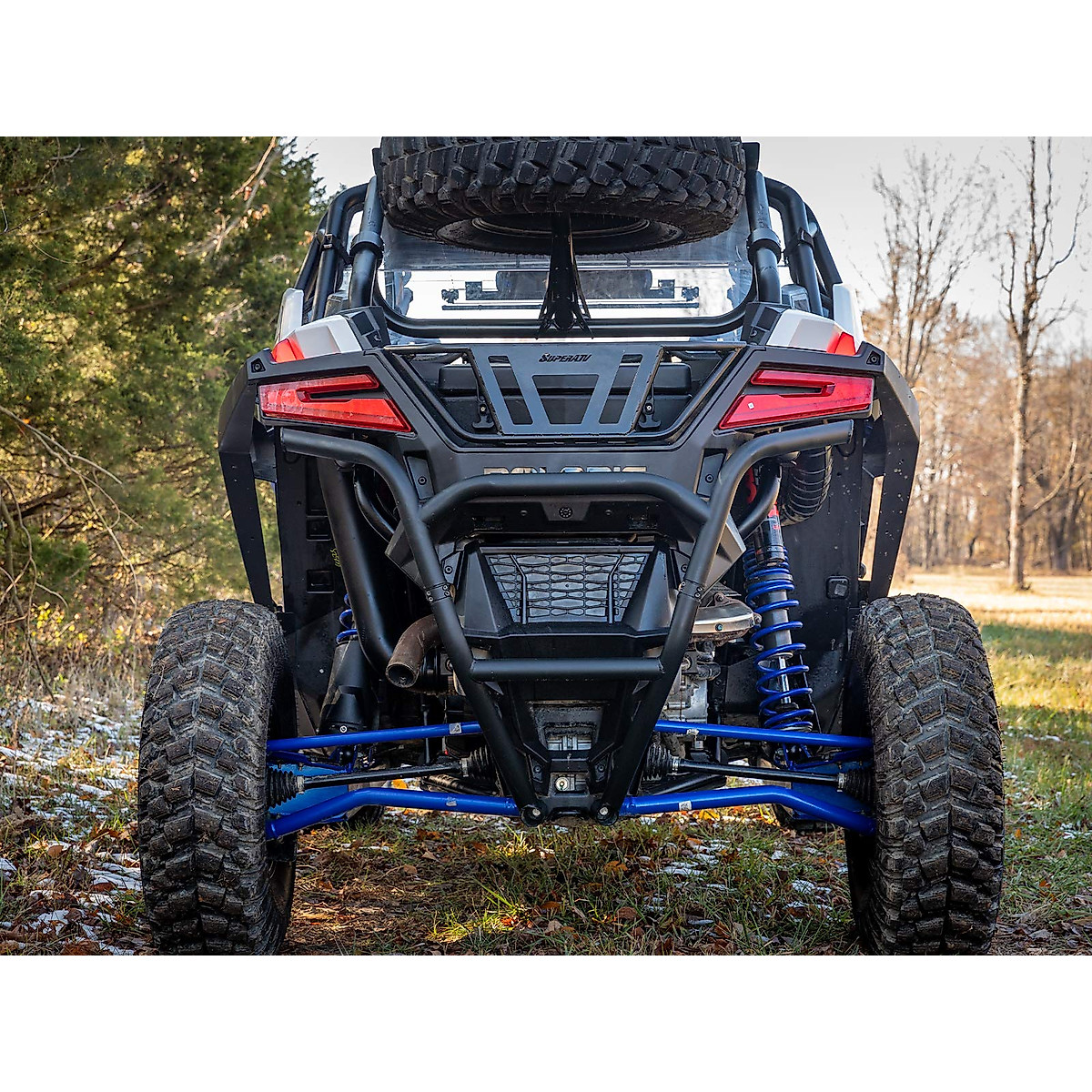 SuperATV Rear Bumper for 2020+ Polaris RZR PRO XP/PRO XP 4 - Made of 1.75 Inch Steel Tubing - UV Resistant Powder Coating - Does Not Block Rear Cargo Area - Mounts Directly to Frame for Easy Install
