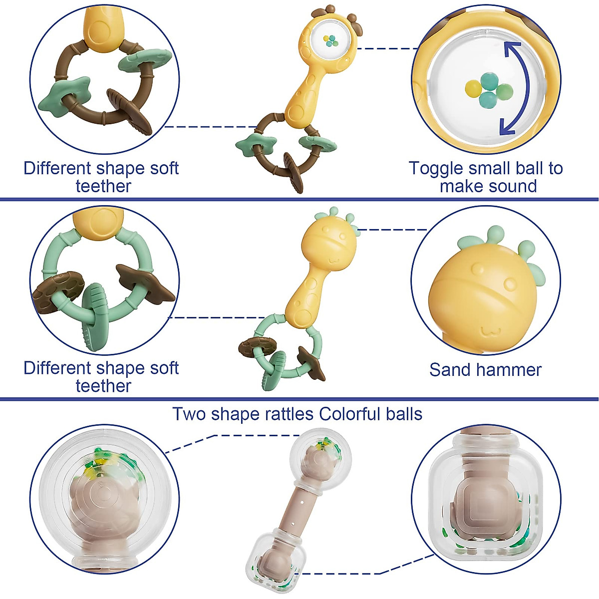 Baby Toys Baby Rattles 13 pcs, Baby Teething Toys, Teething Toys for Babies, Infant Shaker, Teether, Grab and Spin Rattles, Newborn Toys for 0, 3, 6, 9, 12 Months Baby Girls Boys