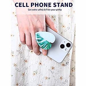 8 Pcs Leaves Phone Holder Green Plant Cell Phone Grip Holder Monstera Philodendron Anthurium Phone Sockets Cute Phone Finger Collapsible Expanding Kickstand Holder for Smartphone and Tablets