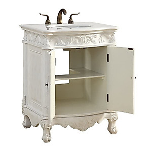 Benton Collection 27" Hayman Antique White Classic Style Old Fashioned Bathroom Vanity BC-2917W-AW-27