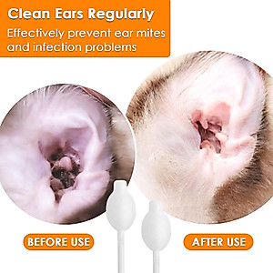 VERCCA Dog Ear Cleaner - Dog Ear Infection Treatment Gourd-Shaped Swabs, Cotton Buds for Dog Cat Ear Cleaner Tool Cotton Sticks Safer Cleaning of Your Pet's Ears Canal