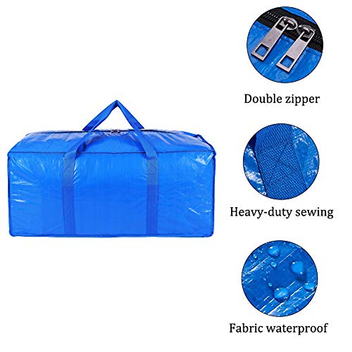 Heavy Duty Extra Large Storage Bags, Moving Bags, College Dorm Essentials, Extra Large Storage Bags for Moving Supplies, Christmas Decorations Storage, Double Zipper Design (Blue 6 pack)