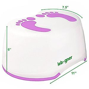 Child Step Stool by Lebogner - Comfortable Anti-Slip Foot Stool Perfect for Toddler Toilet Training Or Kids Bathroom for Brushing Teeth Or Washing Hands, Purple Stepping Stool for Boys and Girls