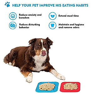 Licking Mat for Dogs & Cats 2 Pack, Slow Feeder Lick Pat with Non-Slip Design, Feeding Mat Anxiety Relief with Suction Cups for Butter Food Yogurt Peanut, Pets Bathing Grooming Training Calming Mat