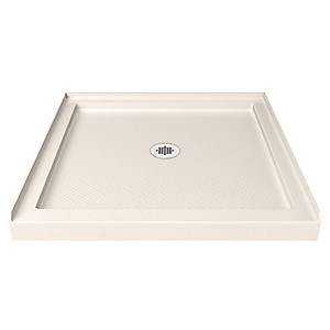 DreamLine SlimLine 36 in. D x 36 in. W x 2 3/4 in. H Center Drain Single Threshold Shower Base in Biscuit, DLT-1136360-22
