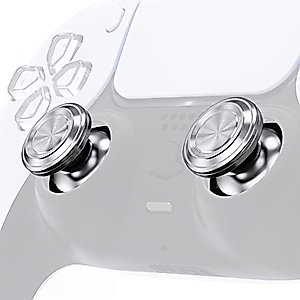 eXtremeRate Custom Silver Metal Thumbsticks for PS5 Controller, Replacement Aluminum Analog Stick Joystick for PS4 Controller - Controller NOT Included