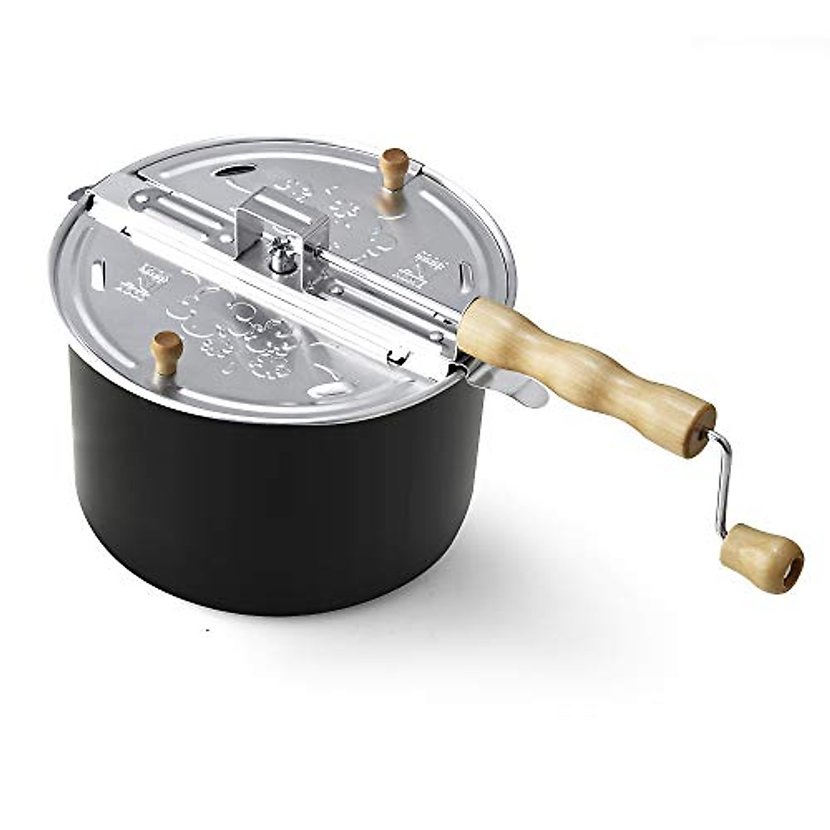 Cook N Home 02700 6-Quart Aluminum Stovetop Popcorn Popper, Black