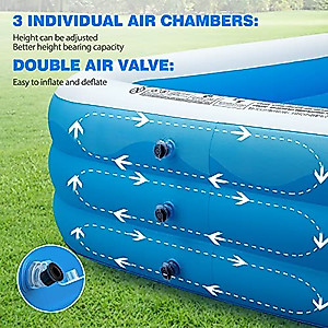 santabay Inflatable Pools, Kiddie Swimming Pool for Kids, Above Ground Pool 120" x 72" x 22" Full-Sized Blow Up Pools for Backyard Outdoor Family Pool for Toddler Adults Age 3+