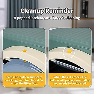 VARLNALY 3.0 Large Self-Cleaning Cat Litter Box, Pull-Out Non-Electric Automatic Cat Litter Box with Lid(24PCS Trash Box), One-Piece Base Prevents Urine＆Litter Leakage, Enclosed Isolates Odor(Green)