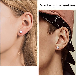 Moissanite Stud Earrings, White Gold Gemstone Silver, Moissanite