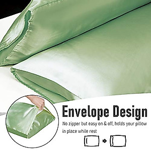 Tyfitb Satin Pillowcase for Hair and Skin, Sage Pillowcases Set of 2, Cooling Pillow Cases Queen Size(20×30 Inches), Soft Luxury Satin Pillowcase with Envelope Closure