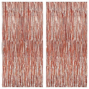 KatchOn, XtraLarge Rose Gold Fringe Curtain - Pack of 2 | Rose Gold Backdrop, 70 Rose Gold Balloon | 70th Birthday Decorations for Women and Bachelorette Party Decorations