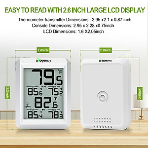 Urageuxy Indoor Outdoor Thermometer Wireless Digital Thermometer with Indoor and Outdoor Temperature Display for Home Room Monitoring