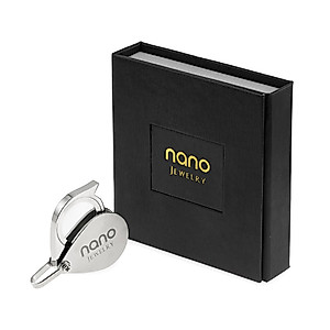 NanoStyle Gold Plated Silver I Love You Necklace in 12 Languages Anniversary Heart Pendant with Cubic Zirconia Gemstones Inscribed in Pure Gold onto a Dark Blue Crystal, 18" Rolo Chain