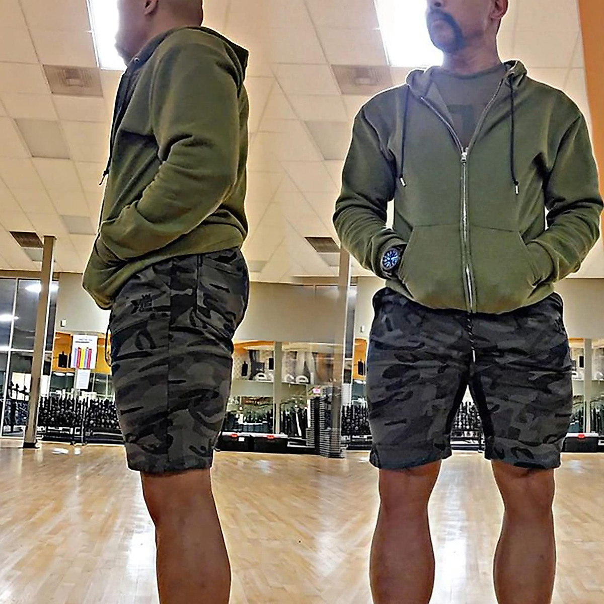 BROKIG Mens Thighs Mesh Gym Workout Shorts, Bodybuilding Slim Athletic Running Shorts for Men with Zipper Pockets (Camo Green,Small)