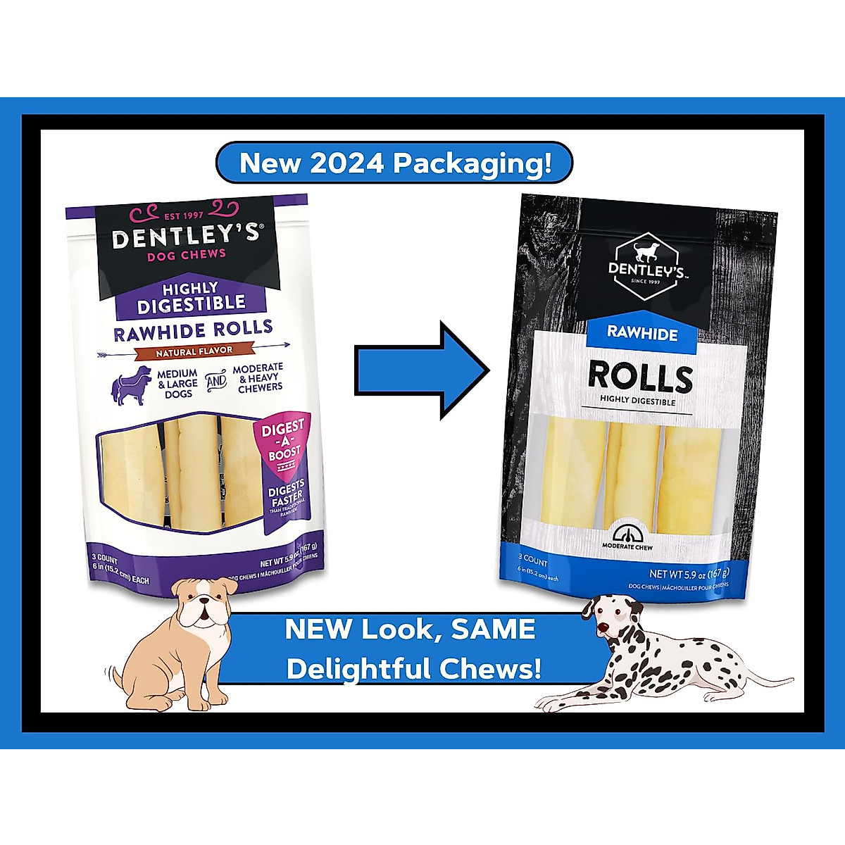 AccessiPets Dog Chews Bundles for Medium and Large Dogs, 6 inch Highly Digestible Rawhide Rolls Bundle with 1 Dog Waste Roll (Natural Beefhide, 3 Count)