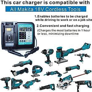 Compaitble with Makita DC18SE Lithium Ion Vehicle Charger,Car Battery Charger, for Battery BL1835B BL1845B BL1845 BL1820 BL1820B BL1815 BL1815B BL1835 BL1840 BL1840B