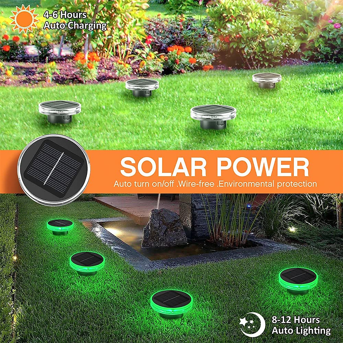 TIJNN Solar Humidity Test Lights -2 Pack, Soil Moisture Monitoring, Automatic Switch IP65 Waterproof Sealing Structure, Suitable for Garden Landscape Decoration Buried Path Lights