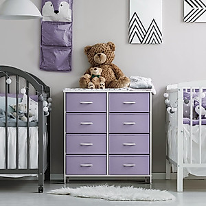 Sorbus Kids Dresser with 8 Drawers and 1 Drawer Nightstand Bundle - Matching Furniture Set - Storage Unit Organizer Chests for Clothing - Bedroom, Kids Rooms, Nursery, & Closet (Purple)