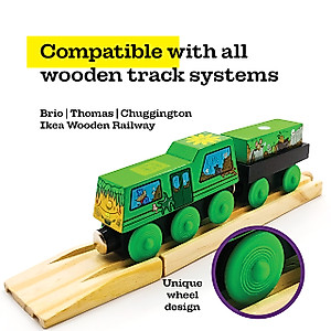 Wooden Garbage Truck Toy - Trashy Terry - Zany Trains Series 1 - Wooden Train Set with Cargo - Compatible with All Wooden Train Sets - Wooden Toddler Recycling Vehicle - Gross Trash Train