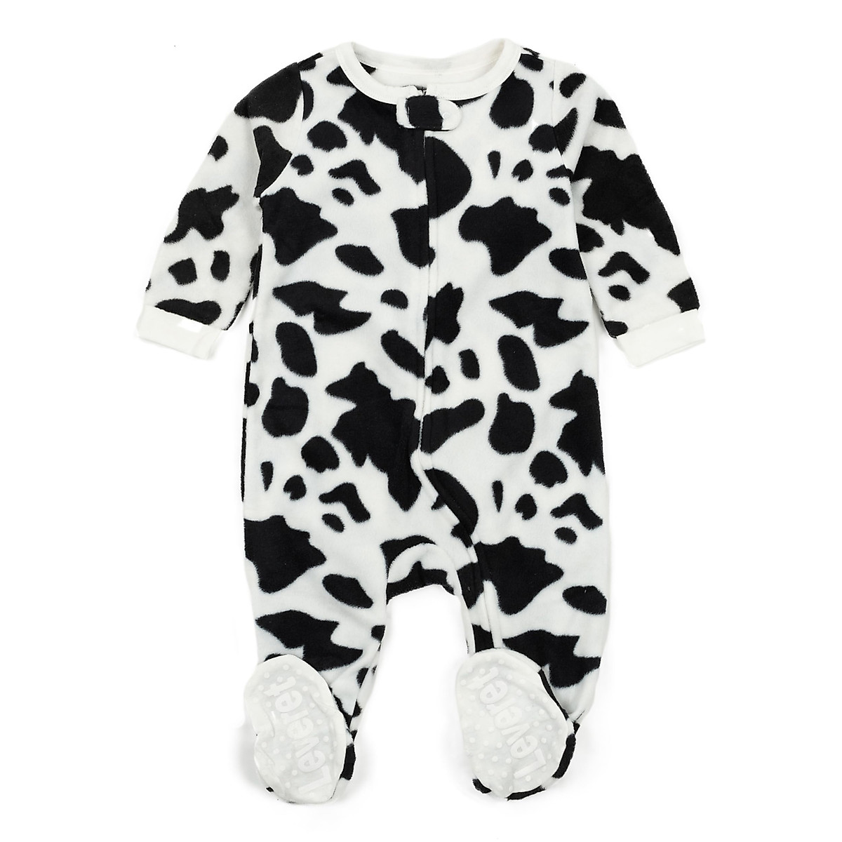 Leveret Boys Girls Kids Footed Fleece Pajama Cow Black 12-18 Month