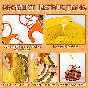 AnyDesign 36Pcs Pumpkin Hanging Swirl Decoration Kit Fall Hanging Foil Streamers with Pumpkin Cutout Cardboard Ornaments for Autumn Thanksgiving Classroom Ceiling Spiral Decor Party Supplies