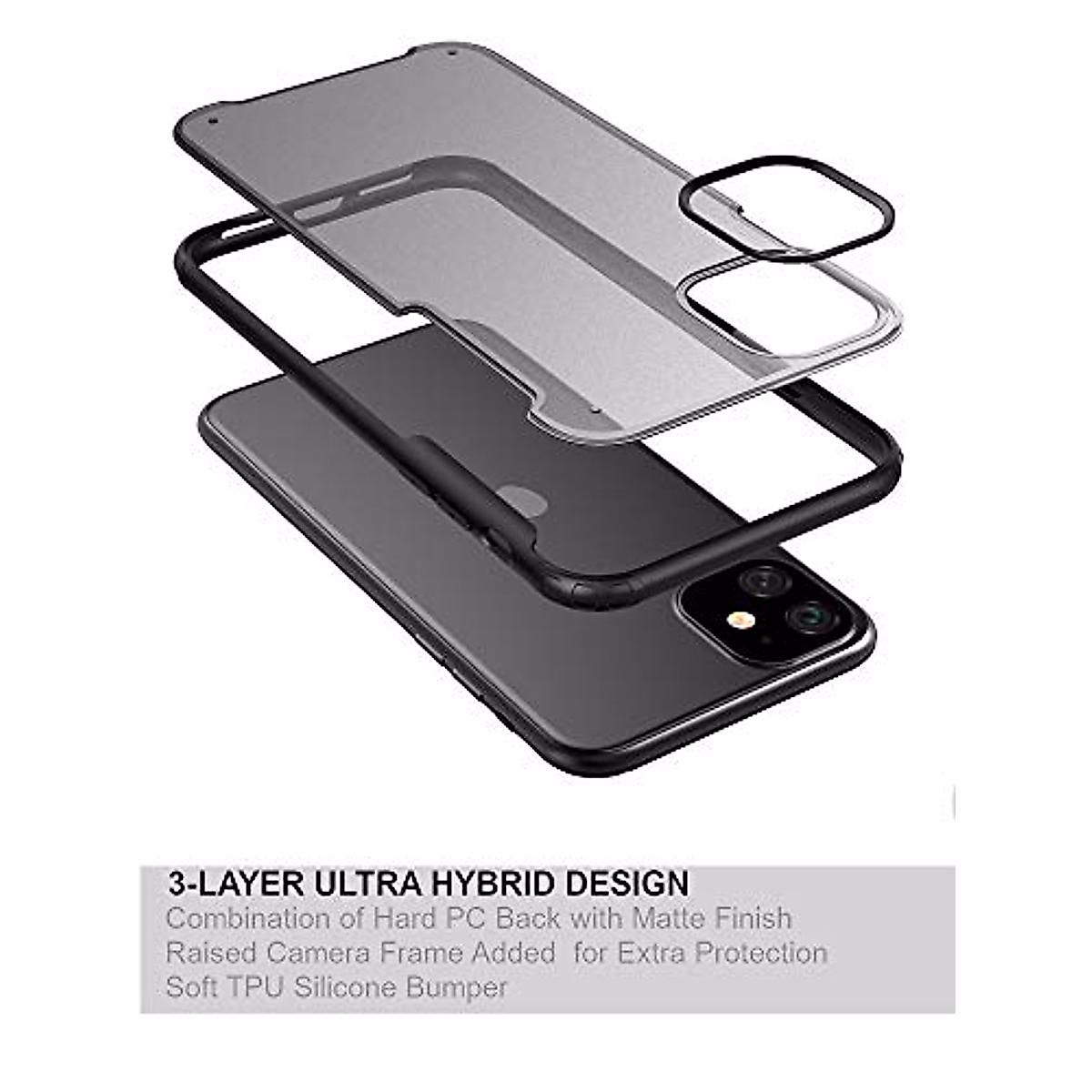 ZILLKO Compatible with iPhone 11 Case - Military Grade Drop Protection - Shockproof Phone Armor - Scratch Resistant - Lightweight - Slim Protective - Hybrid Case Designed for iPhone 11 6.1" - Black