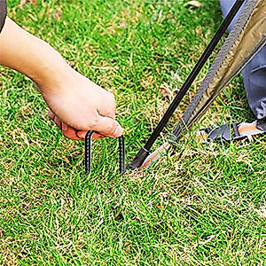 Ground Stakes, Tent Nails Ground Anchors Garden Pegs Landscape Staples Galvanized Steel Heavy Duty Securing Pins for Gardening Camping Tents Trampoline 12' in 6 Pack