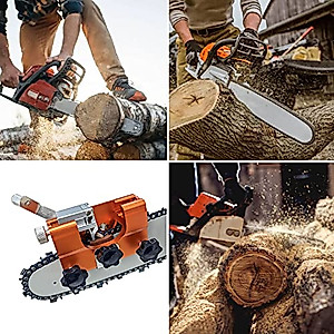 Firlar Chainsaw Sharpener Kit, Chainsaw Chain Sharpening Jig, Hand Crank Chainsaw Blade Sharpener, Portable Chainsaw Sharpening Tool for Chain, Lumberjack, Garden Worker, 3 Grinding Head