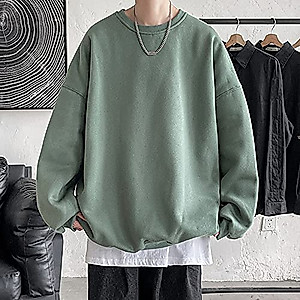 JUNGE Mens Clothes,Sweatshirts,Apparel for Men,Men Sweatshirts,Menswear,Sweatsuits Men,Cool Sweatshirts,Casual Outfits Men,Casual wear Men,Plain Black Sweatshirt,Plain White Sweatshirt 07-green