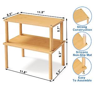 VERTORGAN Cabinet Organizer Shelf, Set of 2 Kitchen Counter Shelves, Bamboo Spice Rack, Stackable, Expandable, Spice Rack for Countertop and Cabinet, Kitchen Organizer and Storage Shelf(Medium)