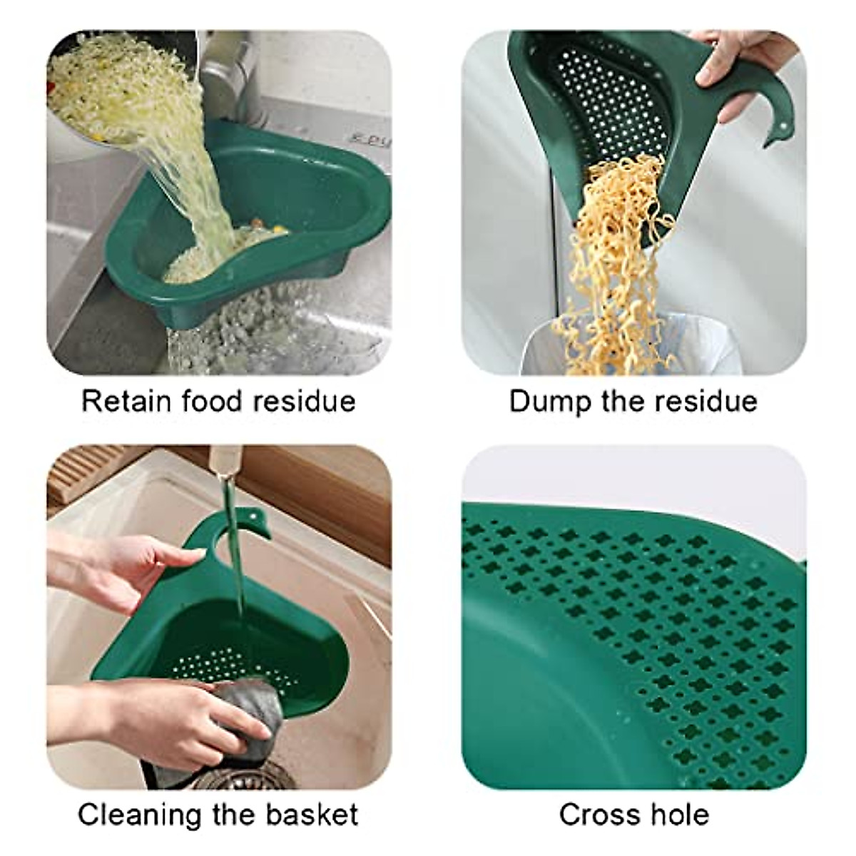 OFCTACK Swan Drain Strainer Basket 2 Pack Plastic Kitchen Garbage Disposal Stopper Sink Corner Accessories for Faucets Diameter Max 1.8 inches, Green