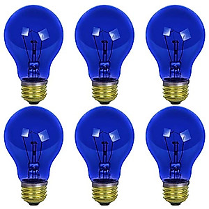 2 Pack of Sunlite 25 Watt A19 Colored, Medium Base, Transparent Blue
