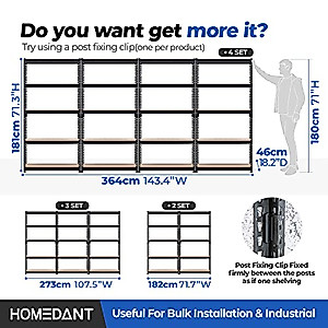 HOMEDANT 5 Tier Laminated Metal Shelving Unit Adjustable Garage Storage Utility Rack Heavy Duty Shelves Organization Multipurpose Shelf Warehouse Basement Pantry Shed 35.9" W x 18.2" D x 71.3" H 1Pack