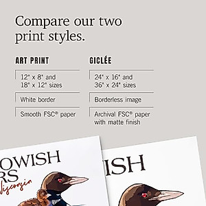 Lantern Press 8x12 Inch Art Print Wall Decor, Manitowish Waters, Wisconsin, Loon Icon